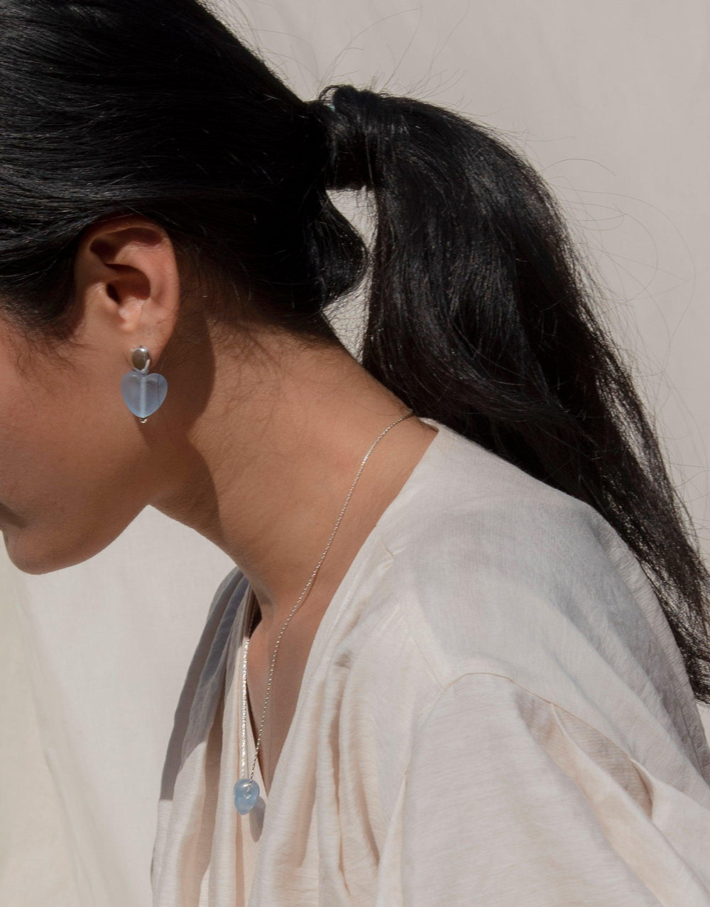 Love Earrings with Large Heart Drop