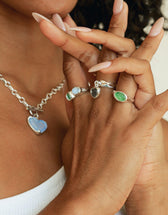Heart Dangling Ring Sustainably handmade in LA from discarded materials