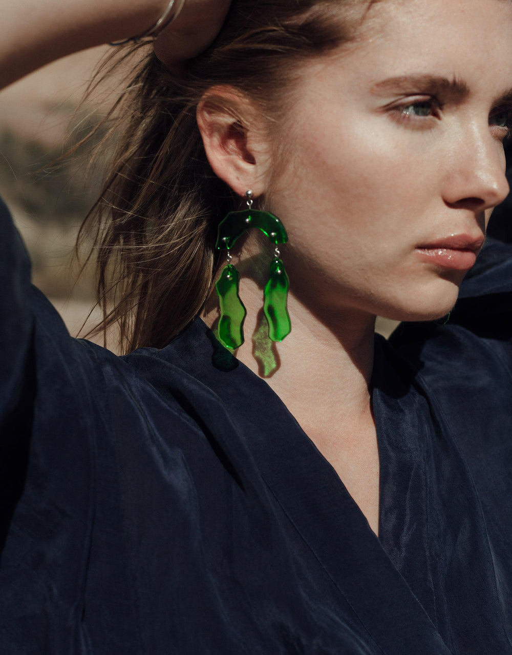 Rock Dangling Earrings Sustainably handmade in LA from discarded materials